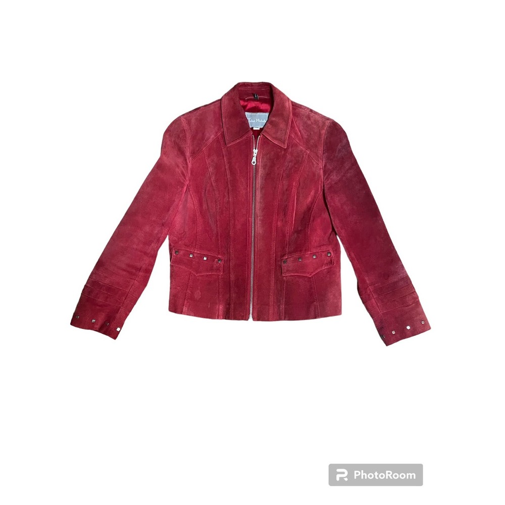 Vintage Juliet Michelle Red Suede Jacket With Silver … - Gem